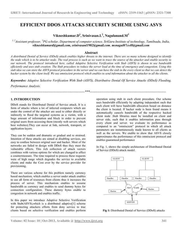 Efficient Ddos Attacks Security Scheme Using Asvs Pdf 