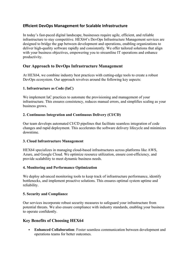 Efficient DevOps Management for Scalable Infrastructure | PDF