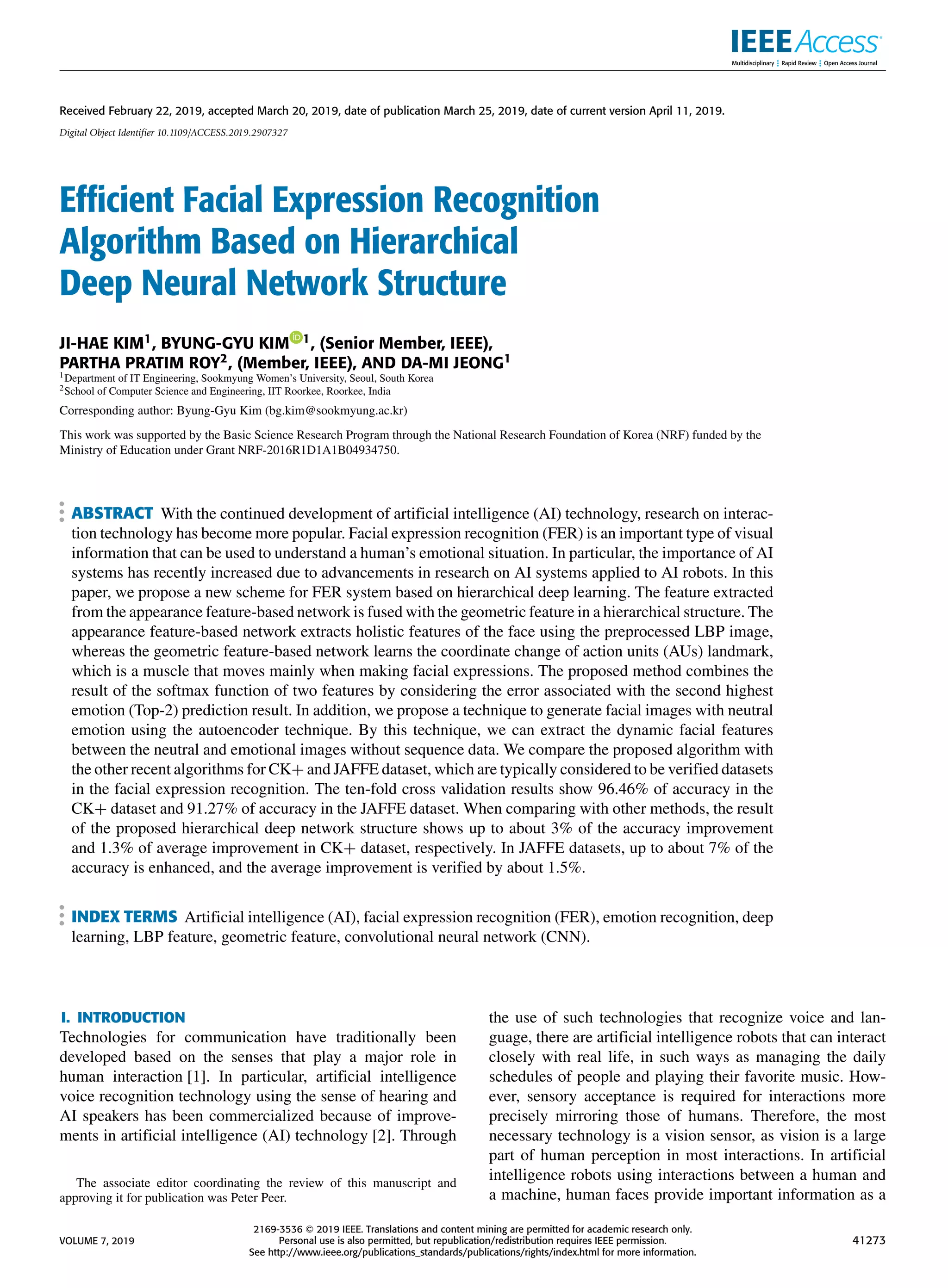 Efficient Facial Expressionrecognitionalgorithmbasedonhierarchicaldeepneuralnetwork