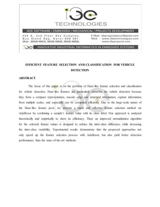 Efficient feature selection and classification for vehicle detection | PDF
