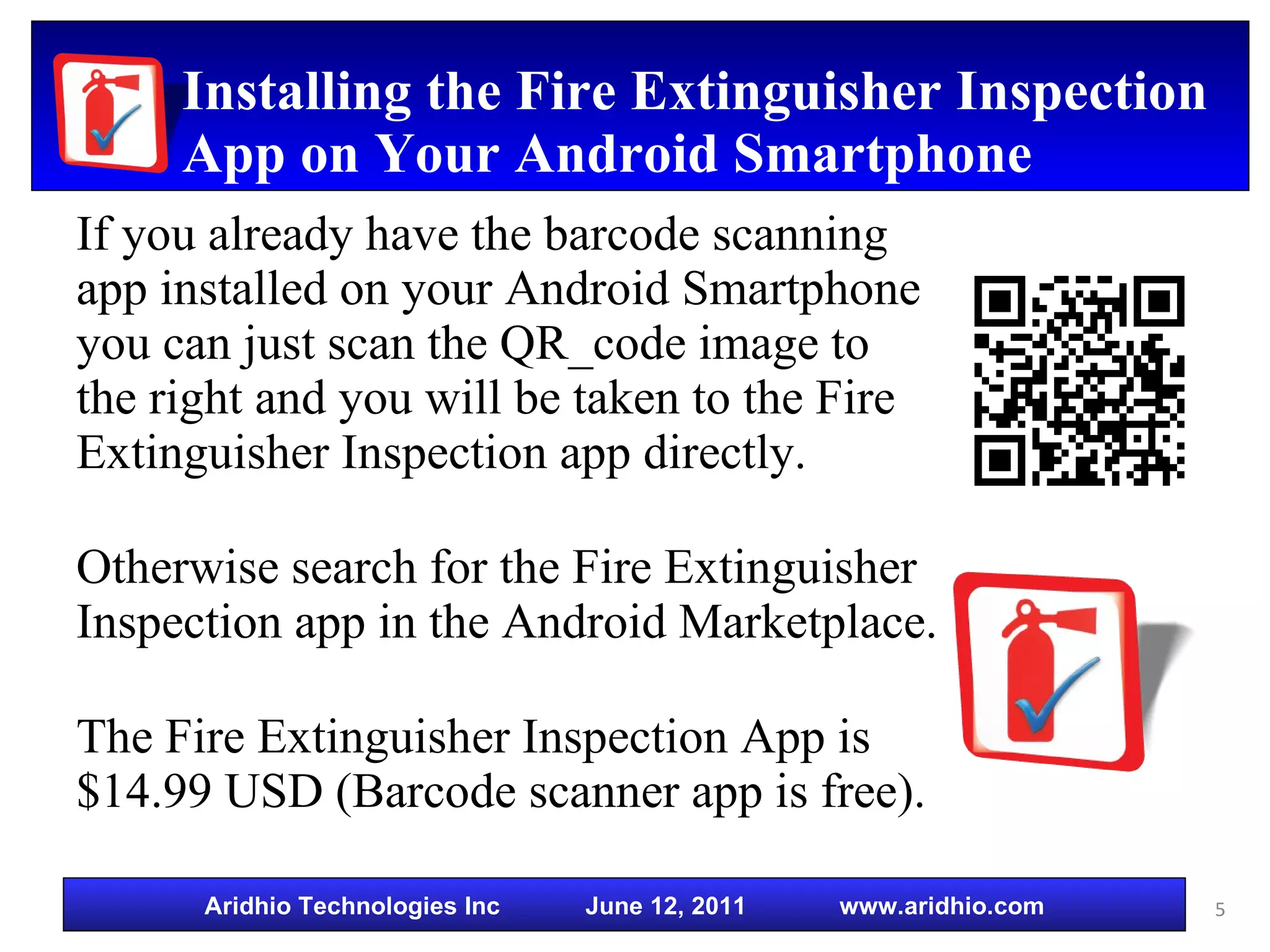Fire Extinguisher Inspection Software Using Your Android Smartphone | PPT