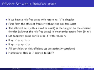A Quick and Terse Introduction to Efficient Frontier Mathematics | PPT