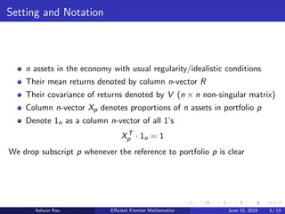 A Quick and Terse Introduction to Efficient Frontier Mathematics | PPT