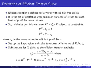 A Quick and Terse Introduction to Efficient Frontier Mathematics | PPT