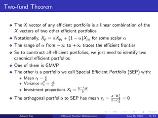 A Quick and Terse Introduction to Efficient Frontier Mathematics | PPT