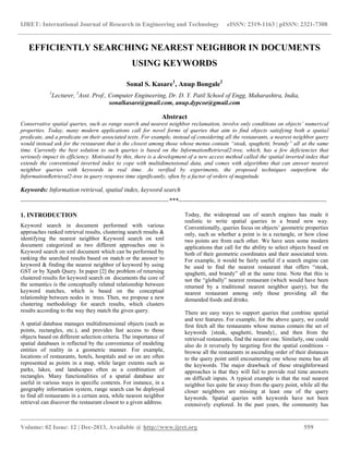 Efficiently Searching Nearest Neighbor in Documents Using Keywords | PDF