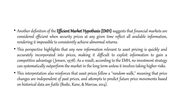 Efficient Market Hypothesis (EMH) defination and assumptions.pptx | Stocks and Bonds | Personal ...