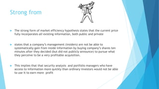 : Security and Portfolio Analysis :Efficient market theory | PPTX