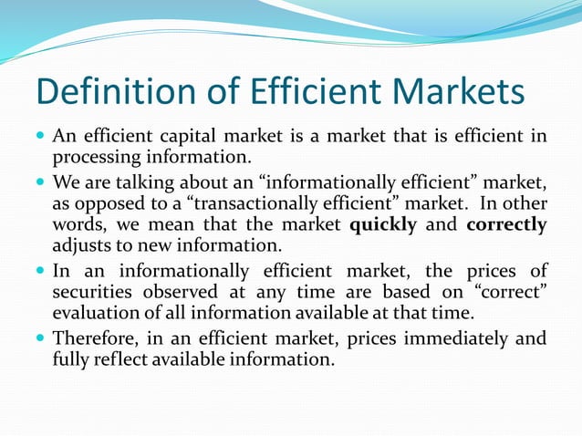 EFFICIENT MARKET THEORY.pptx | Stocks and Bonds | Personal Investing