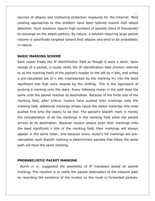 Efficient packet marking for large scale ip trace back(synopsis) | DOC