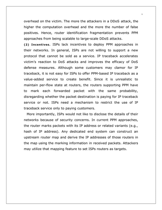 Efficient packet marking for large scale ip trace back(synopsis) | PDF