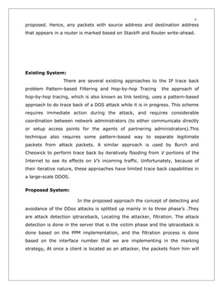 Efficient packet marking for large scale ip trace back(synopsis) | DOC