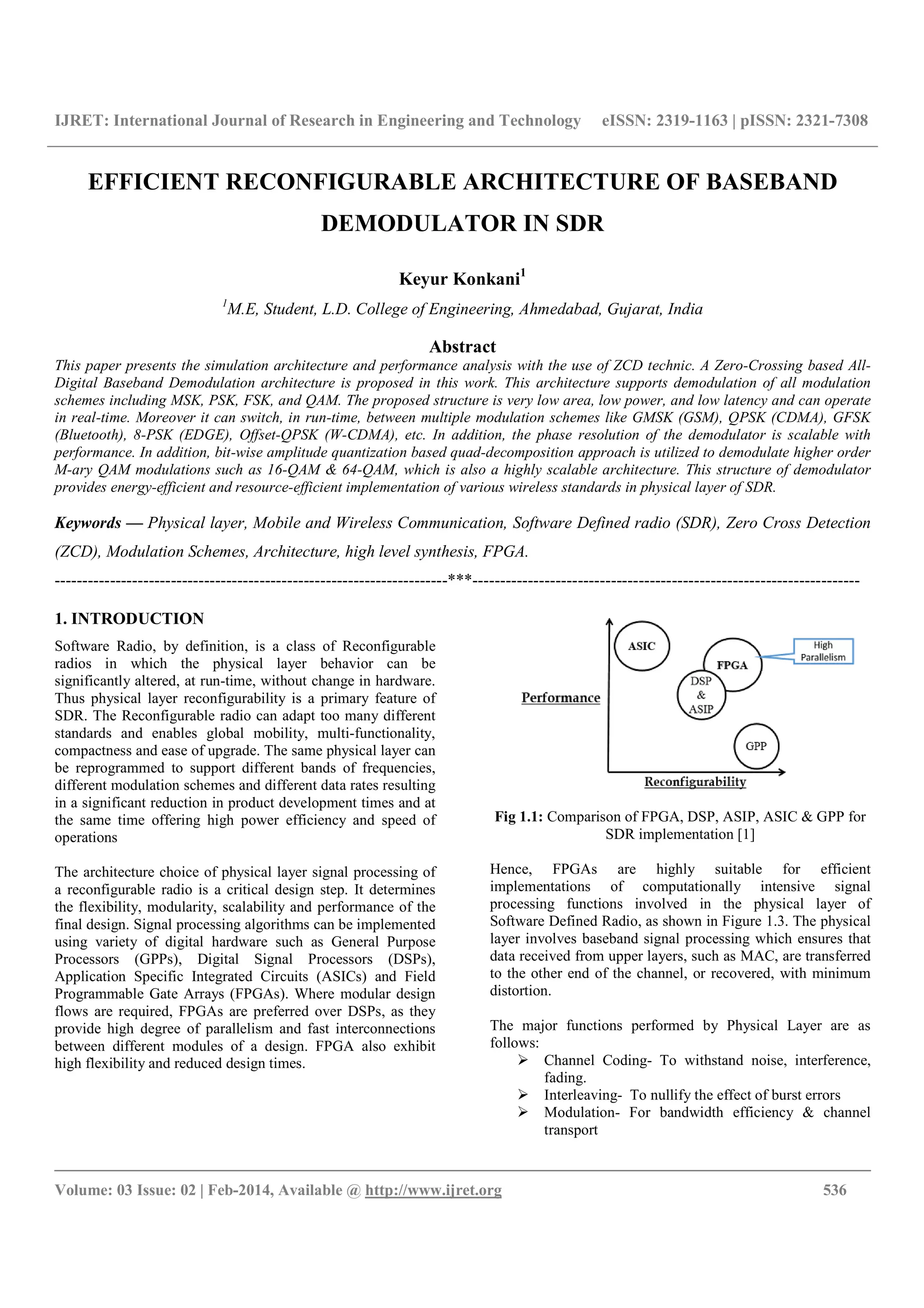 Efficient Reconfigurable Architecture Of Baseband Pdf