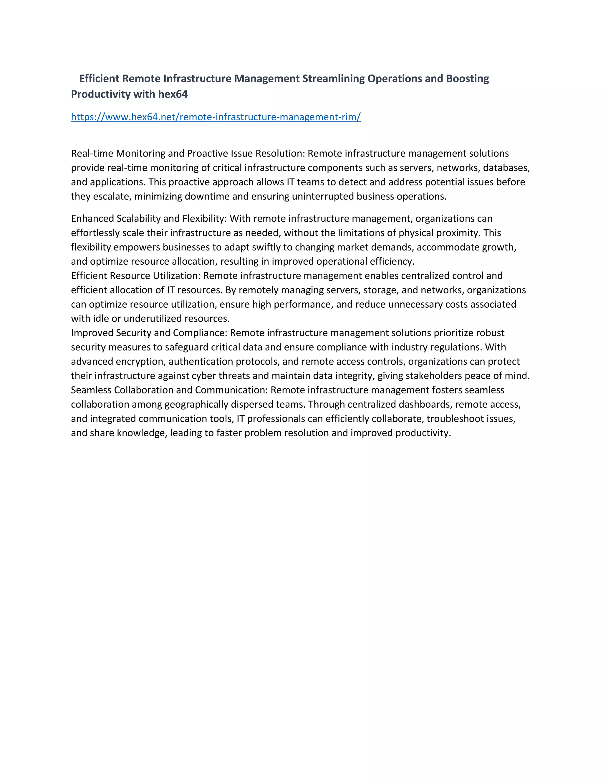 Efficient Remote Infrastructure Management Streamlining Operations and ...