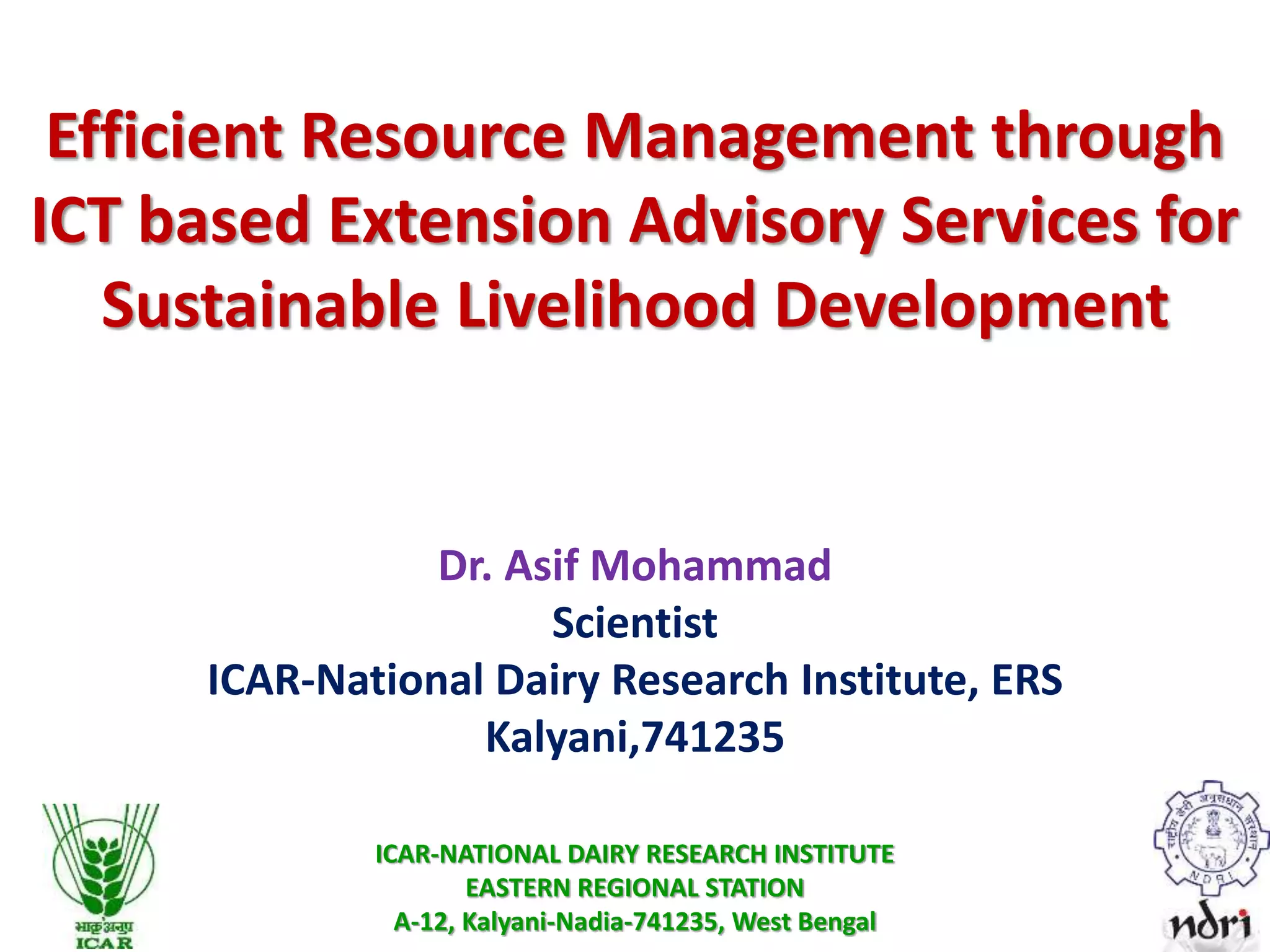 Efficient resource management through ICT | PPTX | Agriculture | Industries