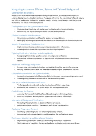 Efficient, Secure, and Tailored Background Verification Solutions ...