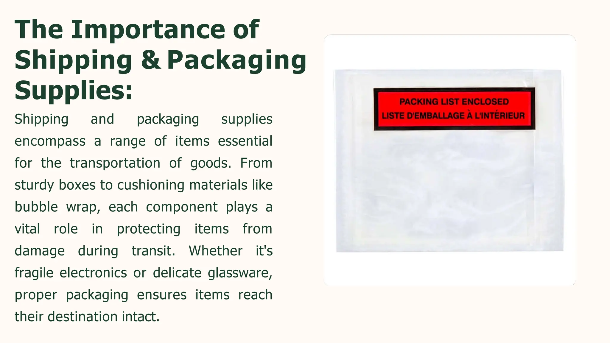 Efficient Shipping Essential Supplies & Packing List Envelopes.pptx