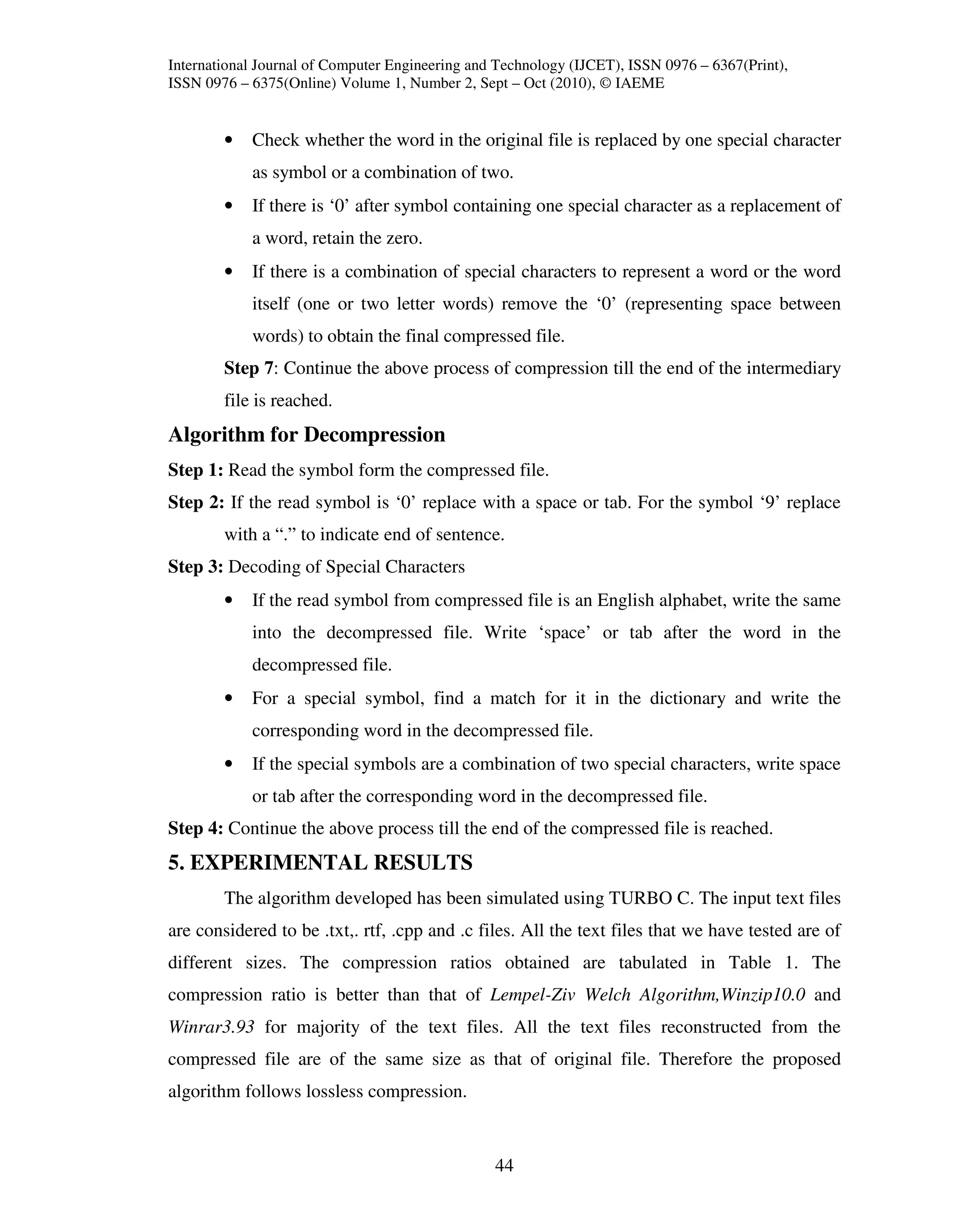 Efficient text compression using special character replacement | PDF