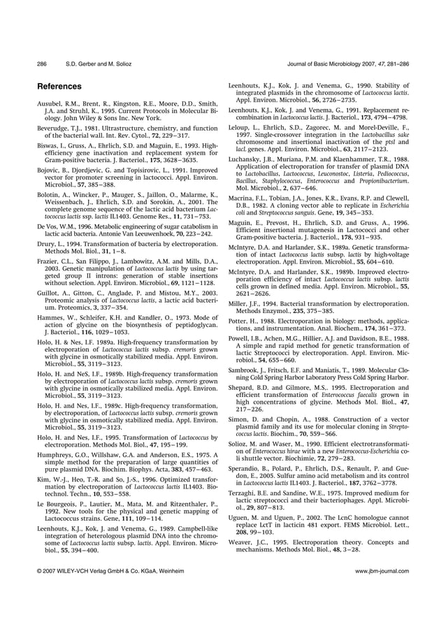 Efficient transformation of lactococcus lactis il1403 and generation of knock out mutants by ...