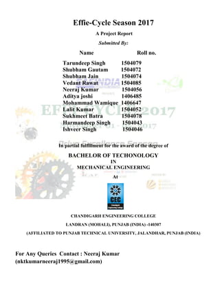 Efficycle 2017 project report | PDF