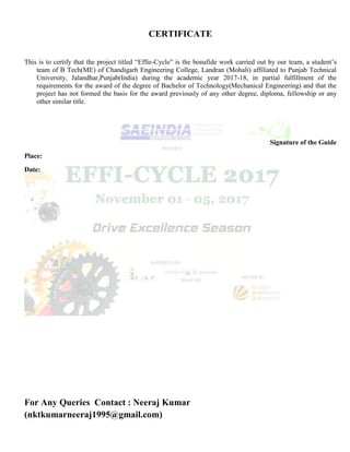 Efficycle 2017 project report | PDF