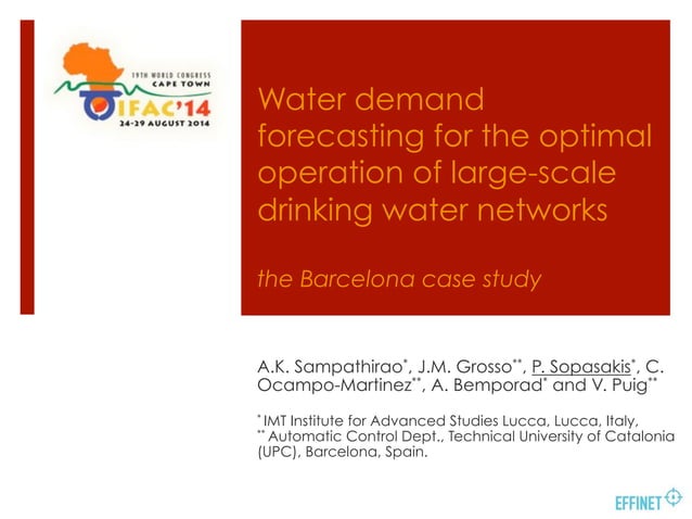 Water demand forecasting for the optimal operation of large-scale water ...