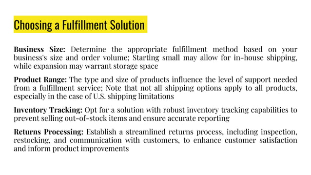 Effortless Excellence Maximizing Amazon Fulfillment Solutions | PPT