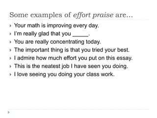Effort Praise: A Motivational Strategy for Apathetic Students | PPT
