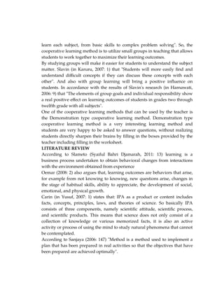 EFFORTS TO IMPROVE IPA LEARNING OUTCOMES THROUGH DEMONSTRATION LEARNING ...