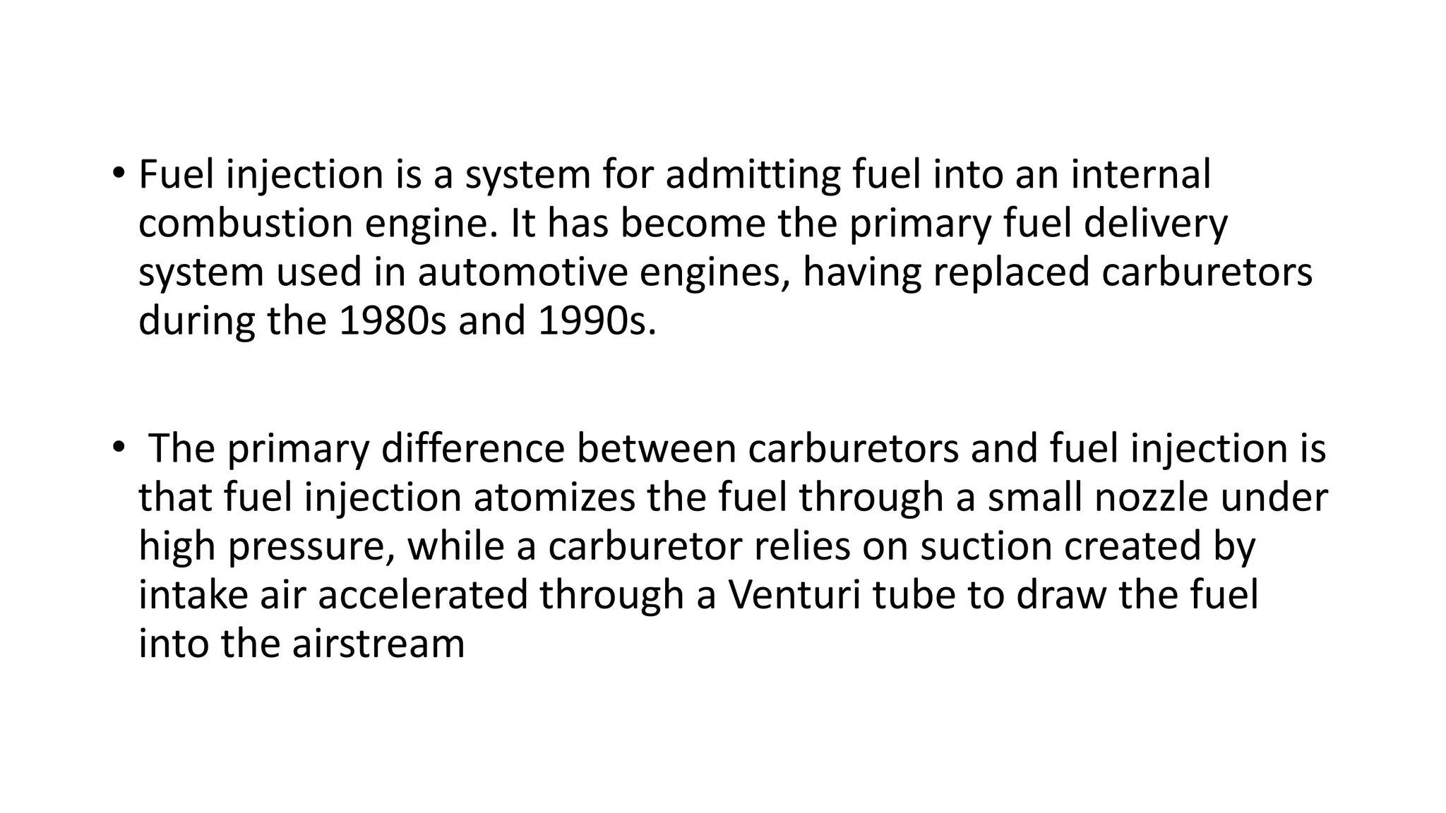 Electronic fuel injection vs carburettors | PPTX