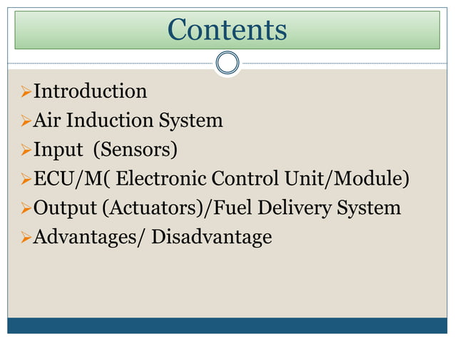 Electronic fuel injection system [EFI] | PPTX | Chemistry | Science