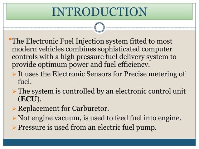Electronic fuel injection system [EFI] | PPTX | Chemistry | Science