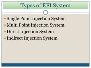 Electronic fuel injection system [EFI] | PPTX | Chemistry | Science