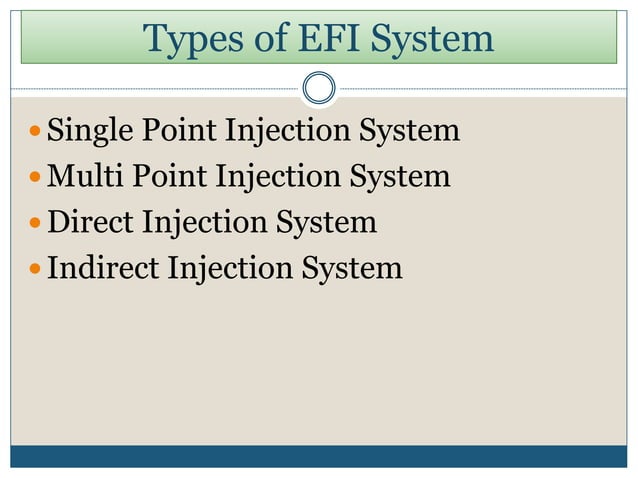 Electronic fuel injection system [EFI] | PPTX | Chemistry | Science