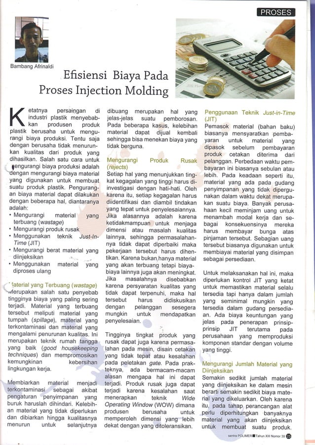 Efisiensi biaya pada proses injection molding | PDF