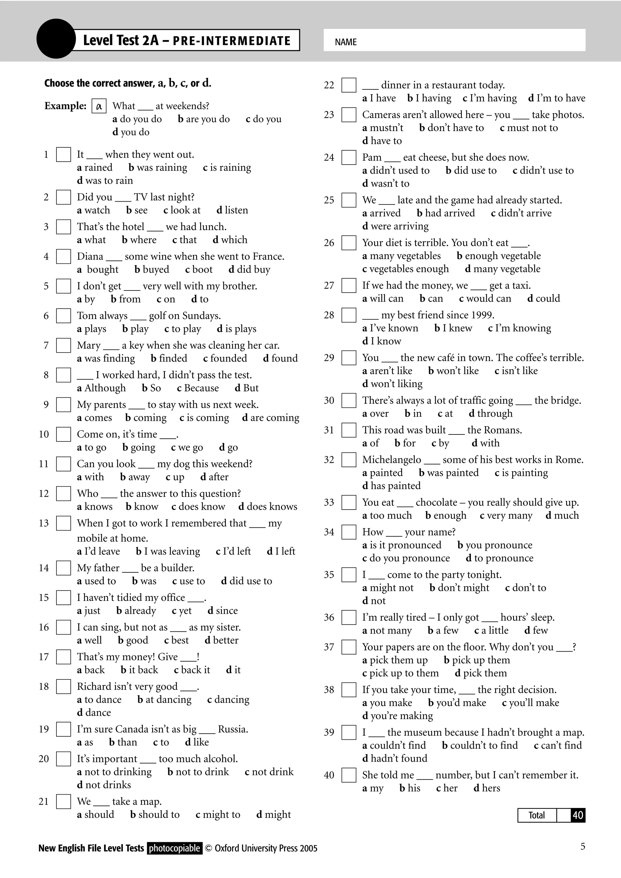 Ef level tests | PDF