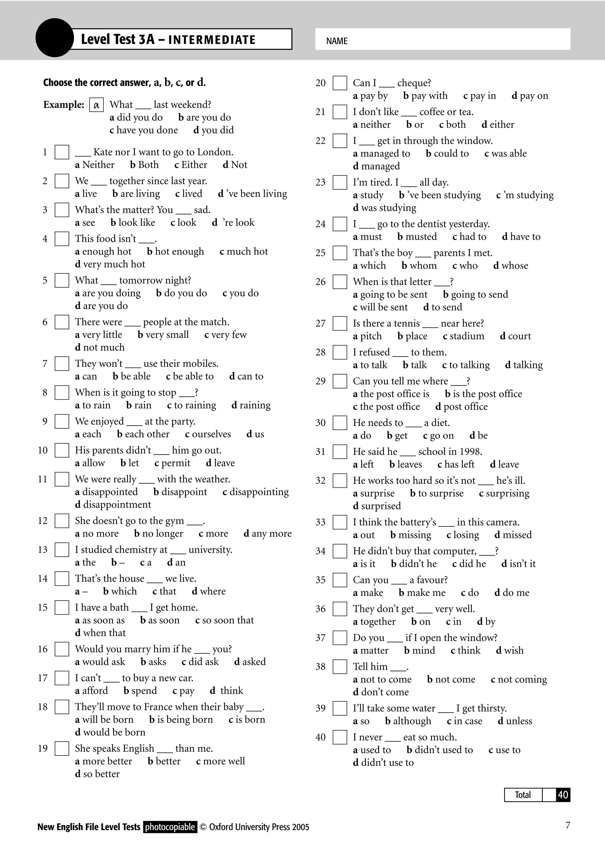 Ef level tests | PDF