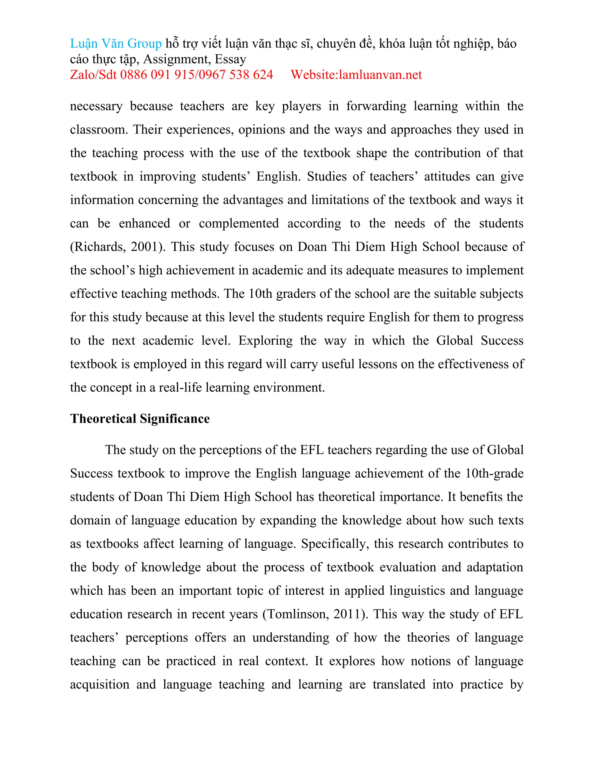 EFL TEACHERS’ PERCEPTIONS ON THE USE OF THE GLOBAL SUCCESS TEXTBOOK IN ...