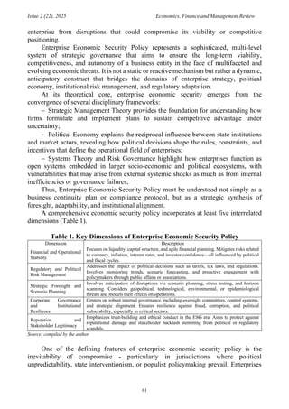 Enterprise Economic Security Policy in Politically Volatile ...