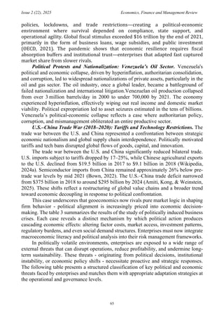 Enterprise Economic Security Policy in Politically Volatile ...
