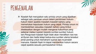 kepentingan dan peranan kaedah fiqh | PPTX
