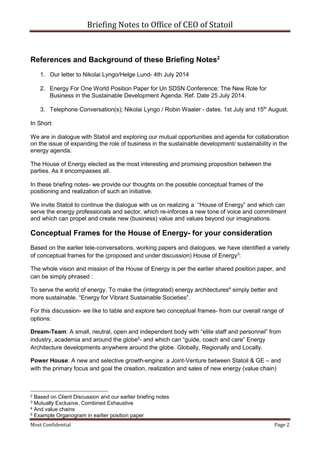 EFOW Briefing Notes House Of Energy Statoil (2014, | PDF
