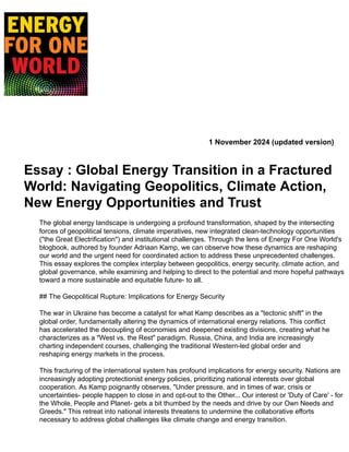 EFOW Essay - Executive Summary of Blognotes Period 2023-2024 | PDF