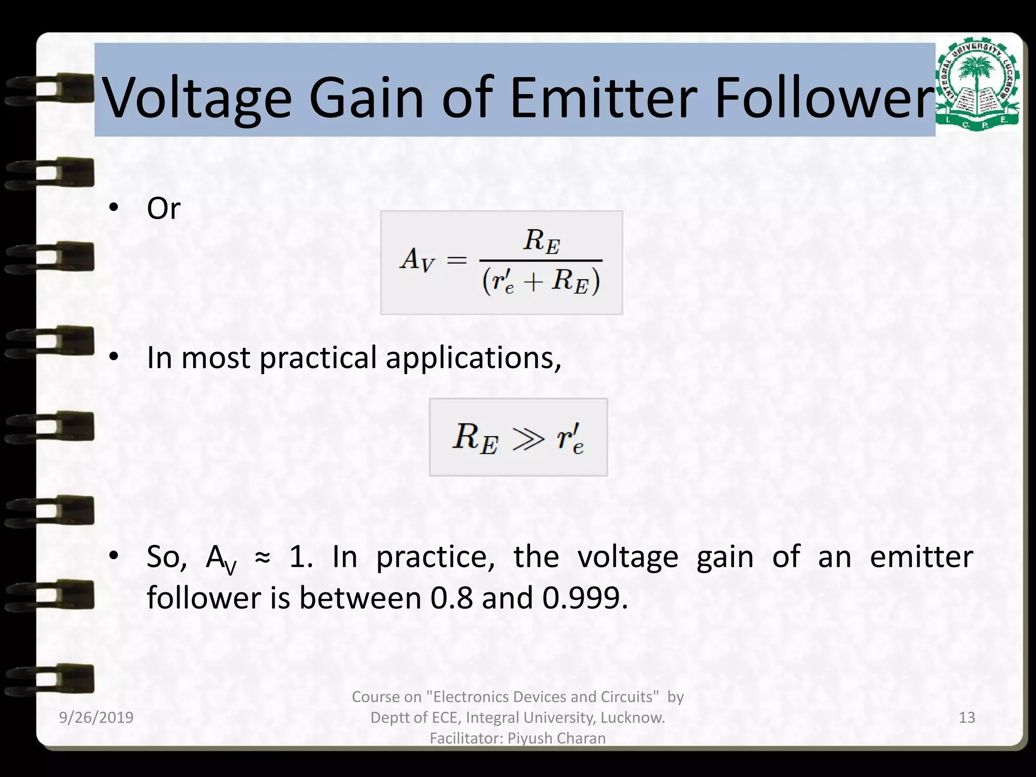 BJT- Emitter Follower Circuit | PDF