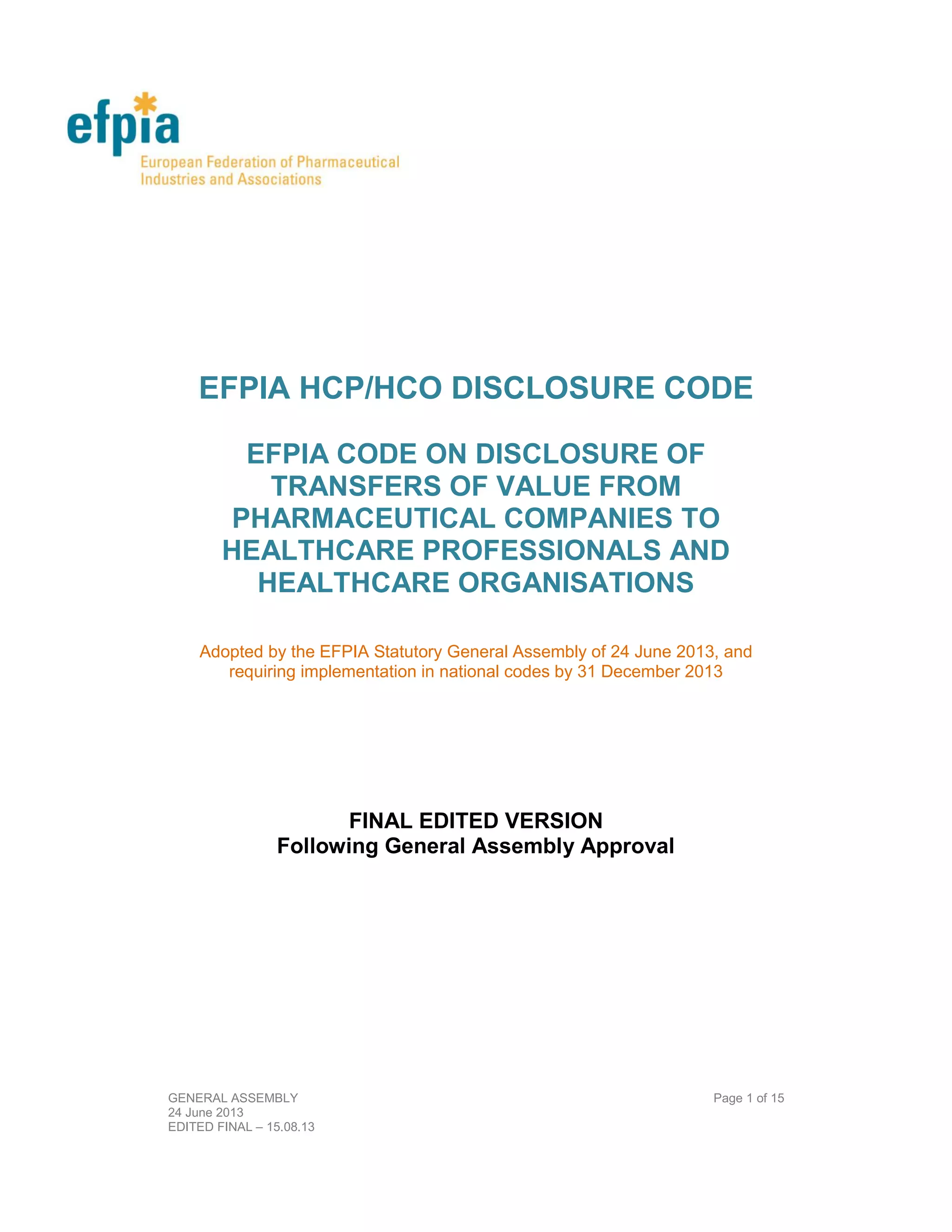 Efpia disclosure-code---august-2013-edited-final | PDF