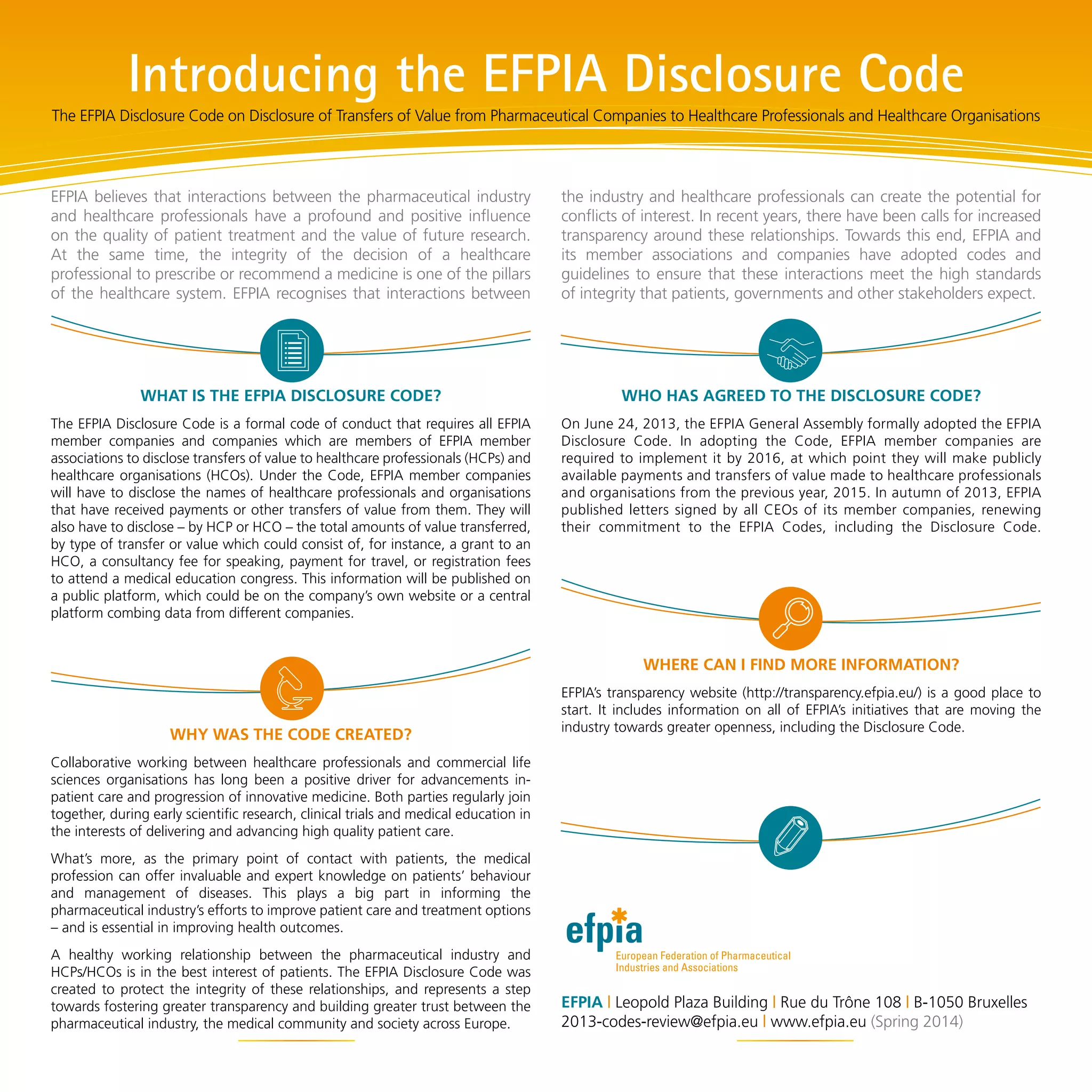 Introducing the EFPIA Disclosure Code | PDF