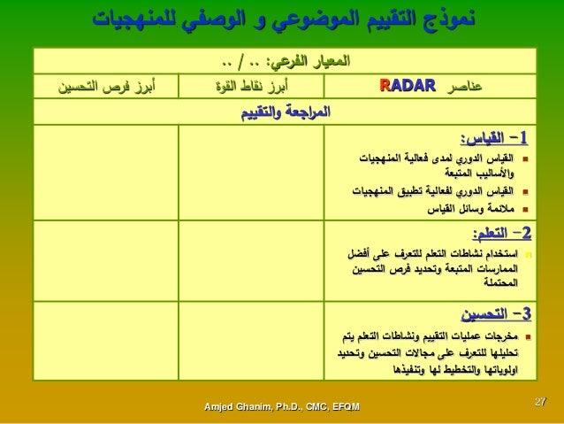 Efqm presentation radar logic