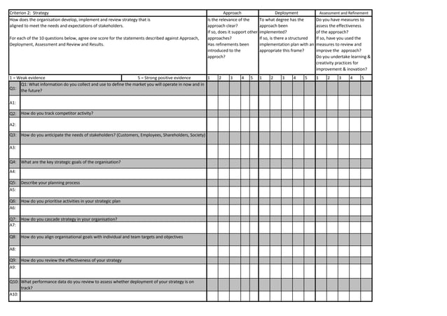 EFQM Self Assessment Questionnaire | PDF