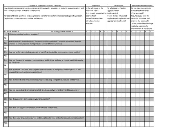 EFQM Self Assessment Questionnaire | PDF