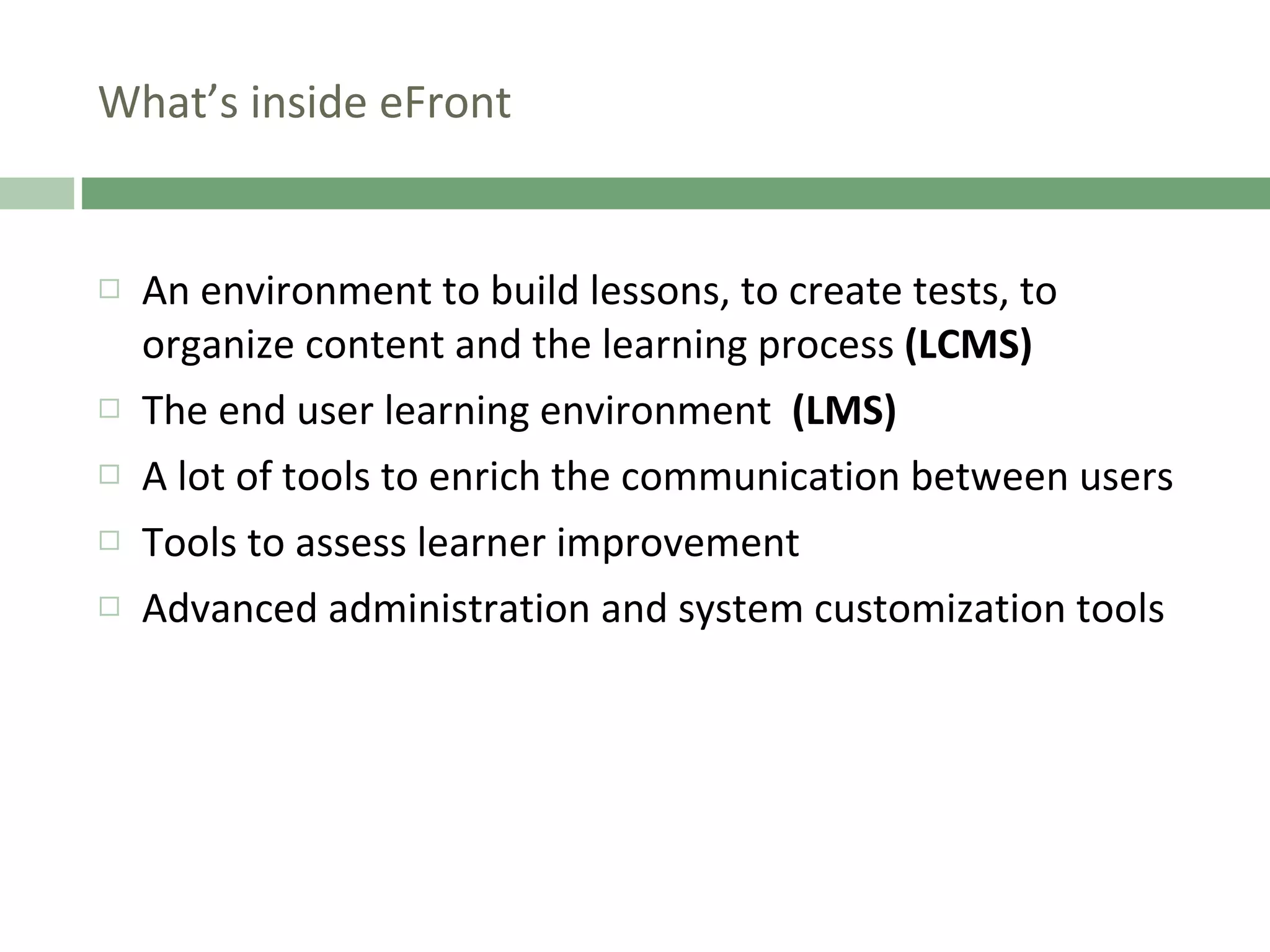 eFront Quick Overview | PPT